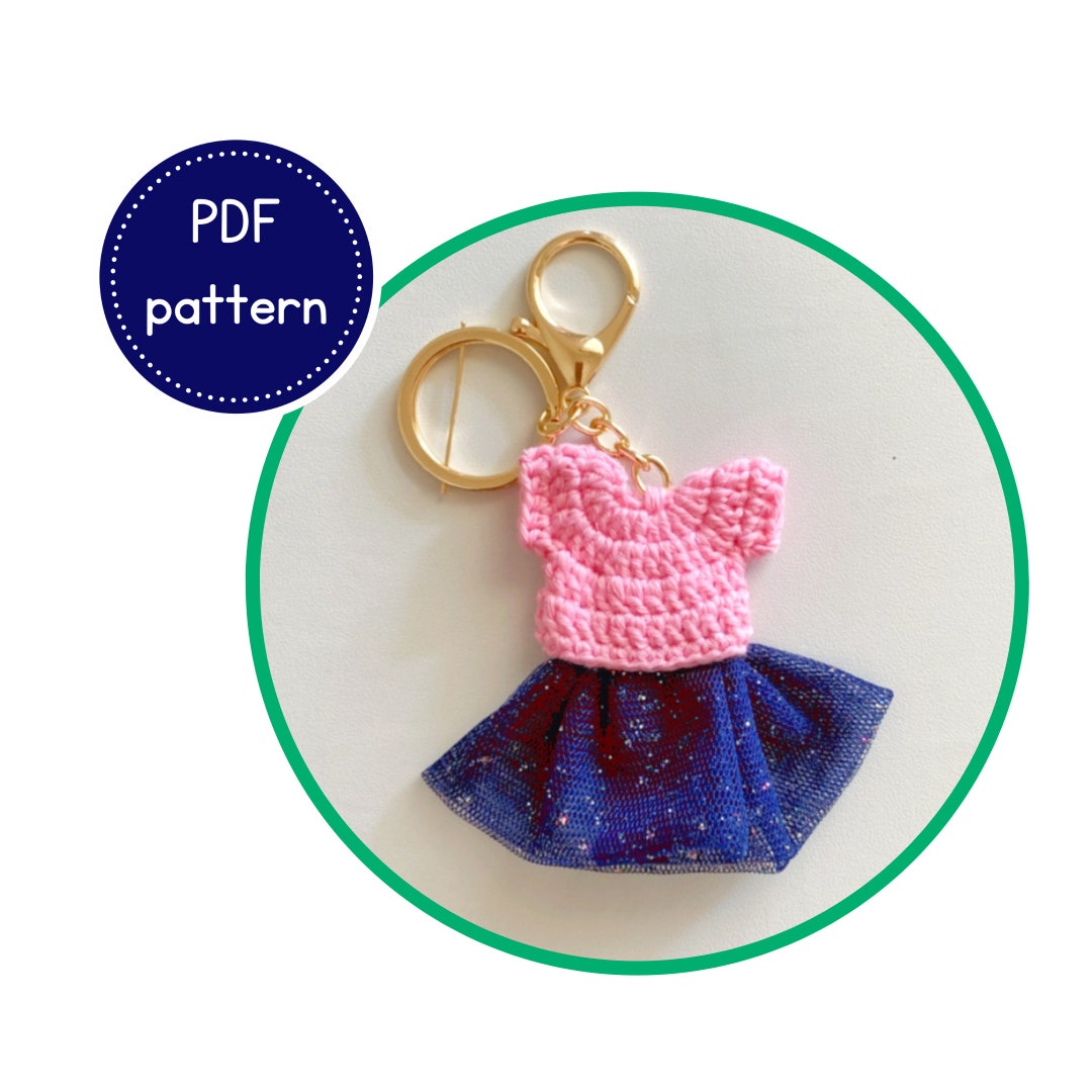 Crochet Pink Dress Keychain Pattern for Summer. Crochet Tulle Dress for ...