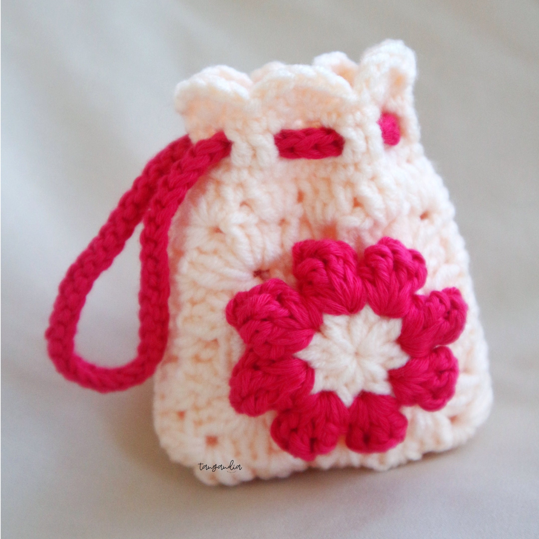 Crochet Mini Pouch for Earphone, Granny Square Flowers Bag, Access ...