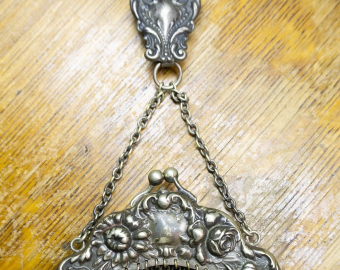 Antique German Silver Chatelaine Mesh Purse With Belt Sash Clip - Etsy