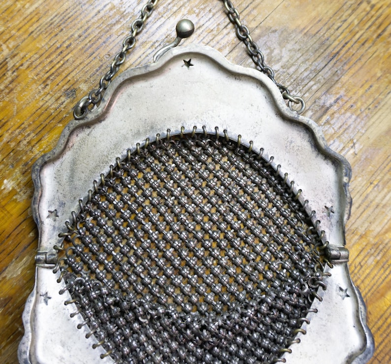 Antique German Silver Chatelaine Mesh Purse with Belt Sash | Etsy