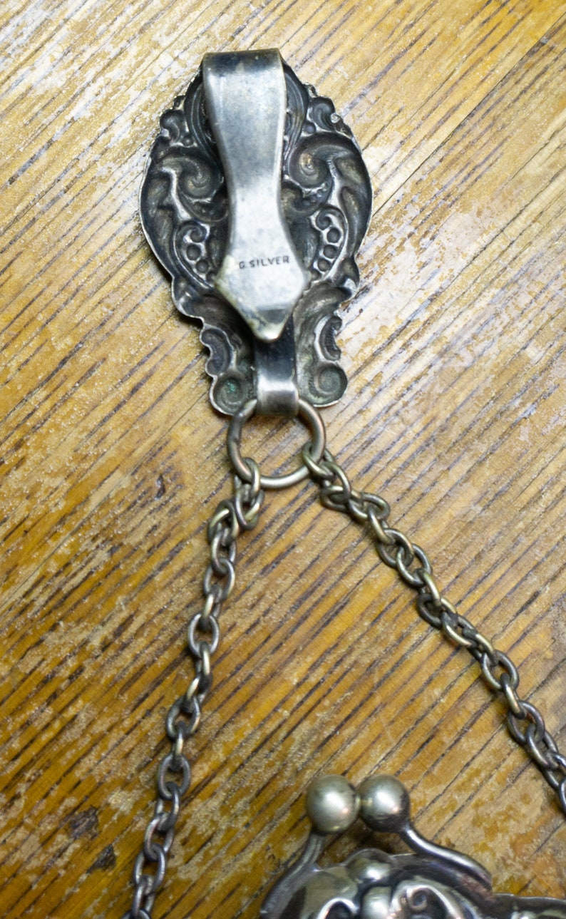 Antique German Silver Chatelaine Mesh Purse with Belt Sash | Etsy