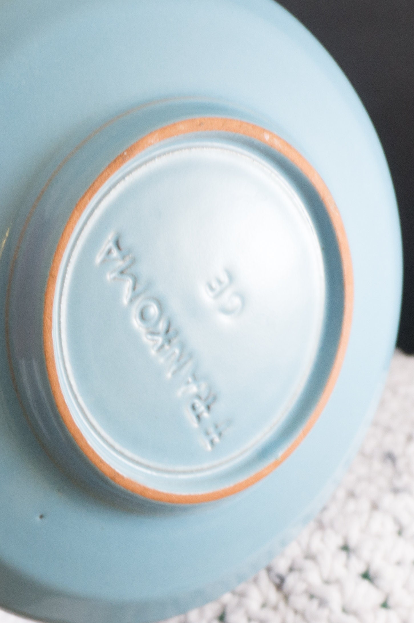 Set of FOUR Vintage Frankoma Pottery Sky Blue Lazy Bones Mugs and Saucers