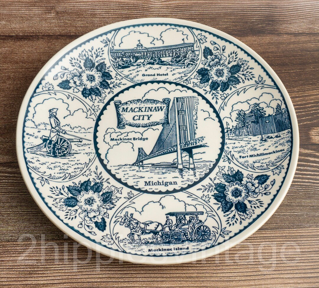 Vintage Mackinac Bridge Mackinaw City Michigan Collector Plate - Etsy