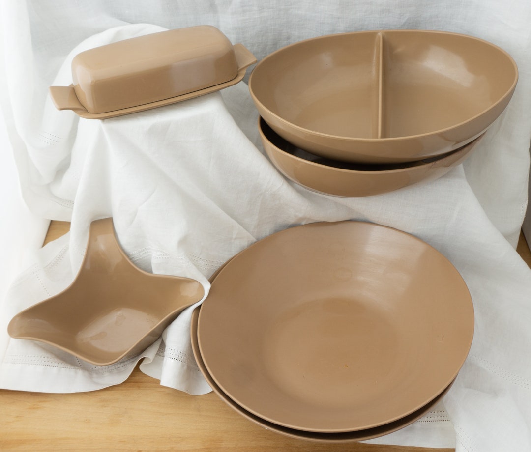 Melamine Melmac Milk Chocolate Brown Dishes Royalon Boonton Vintage 50 ...