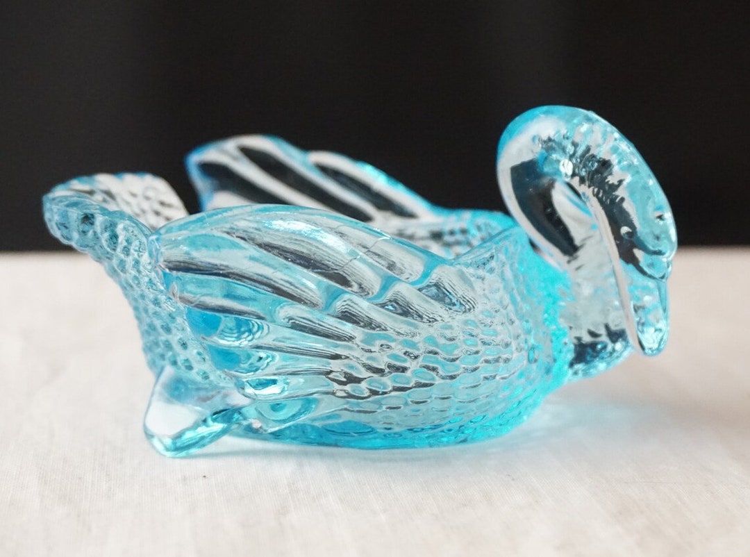 Vintage Boyd Glass Alpine Blue Open Swan Master Salt Dip Well Vintage ...