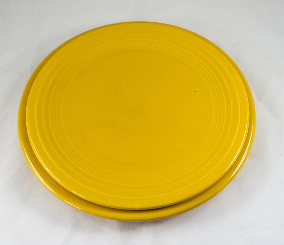 TWO Pieces Discontinued Original Yellow Fiestaware Dinner Plate Salad ...