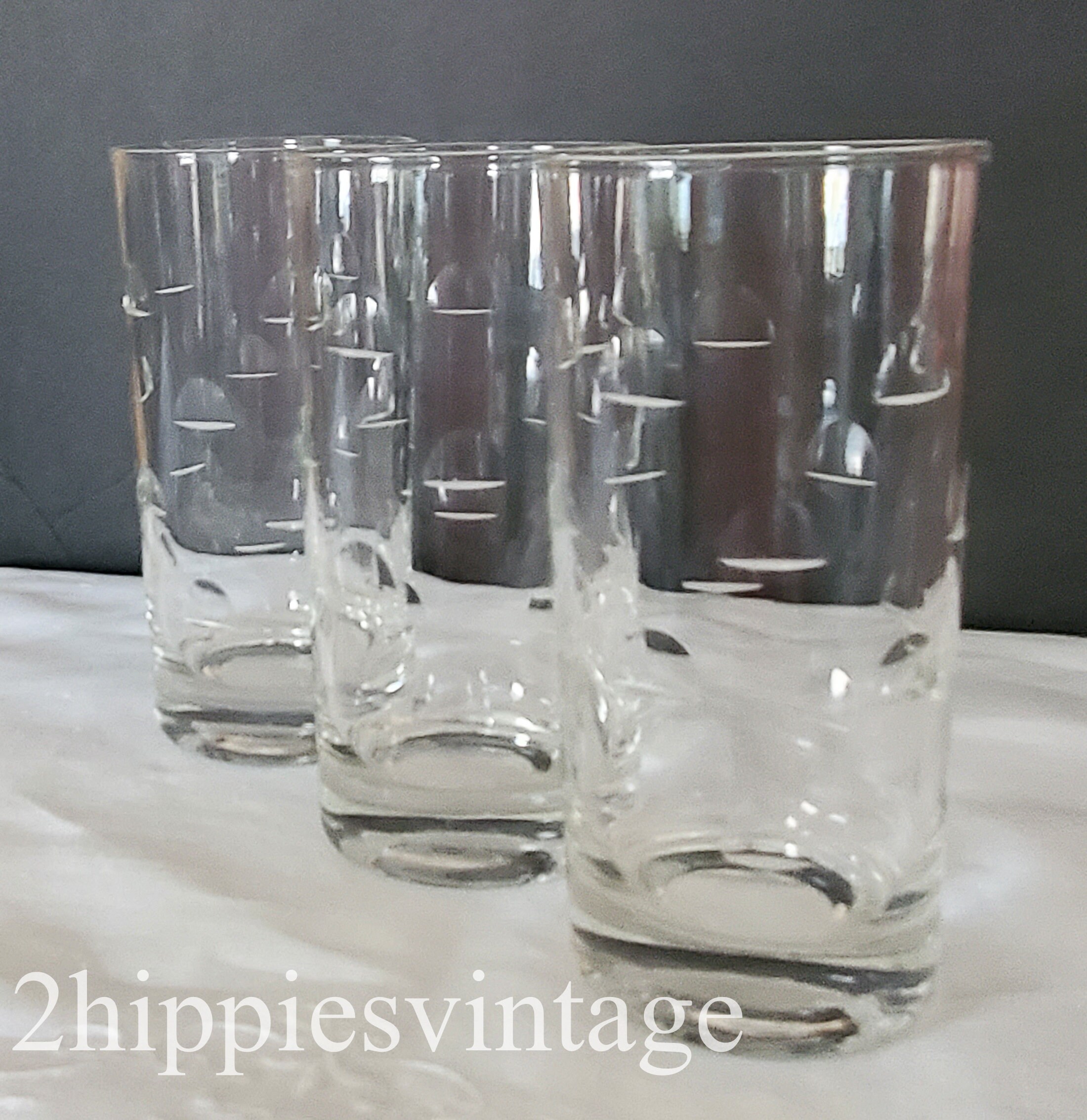 THREE Clear Glass and Thumbnail Cut Crystal Tumblers Unknown Maker