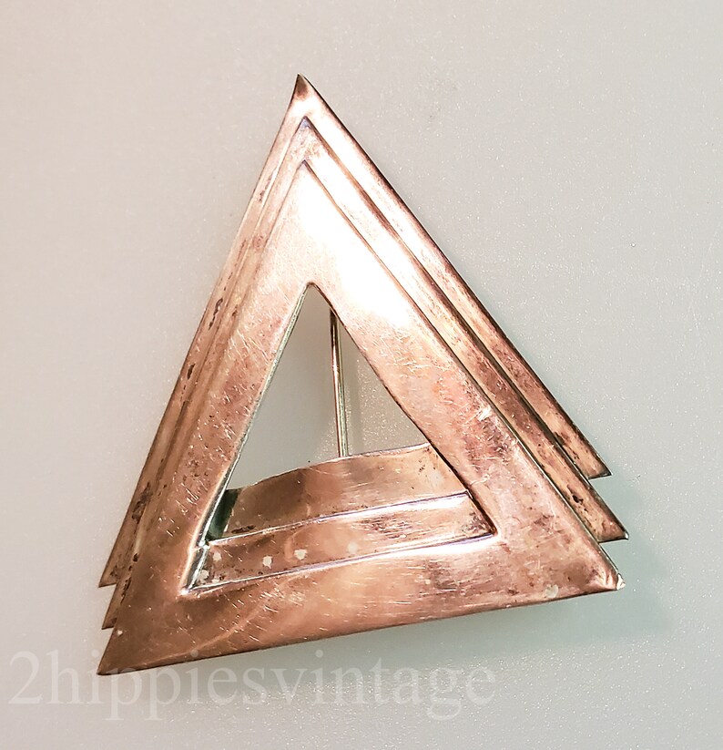 Vintage Triple Triangle Sterling Silver Modernist Brooch Pin - Etsy