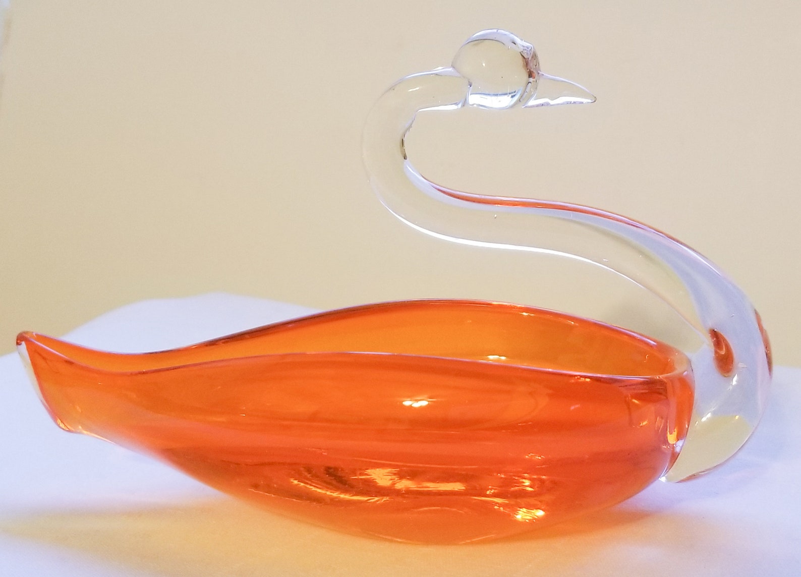 Vintage Orange Blown Glass Swan With Clear Neck and Head Candy - Etsy