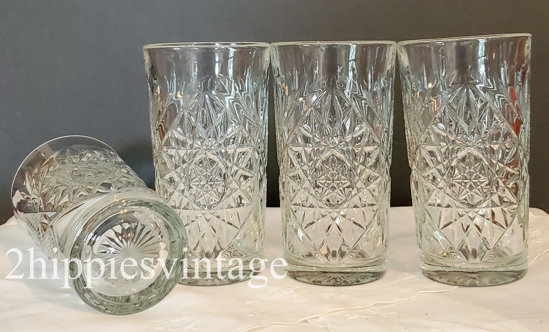 Four Vintage Highball Glass Hobstar by LIBBEY GLASS COMPANY - Etsy