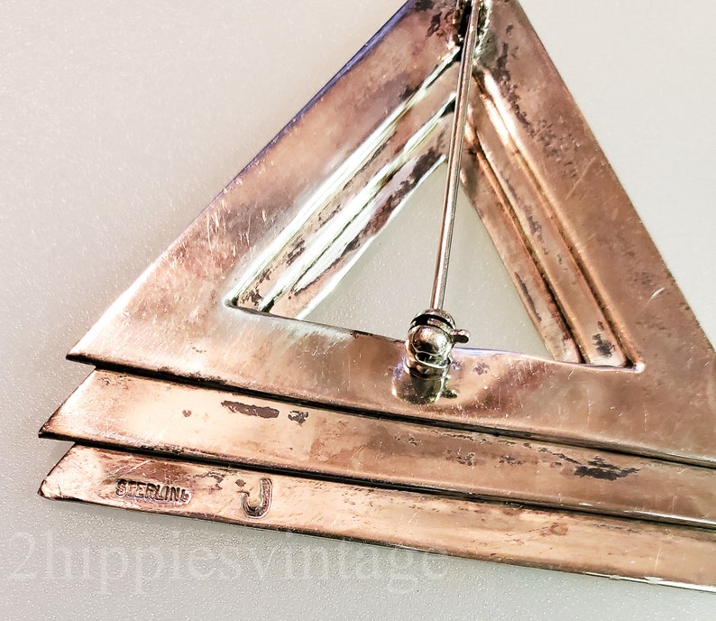 Vintage Triple Triangle Sterling Silver Modernist Brooch Pin - Etsy