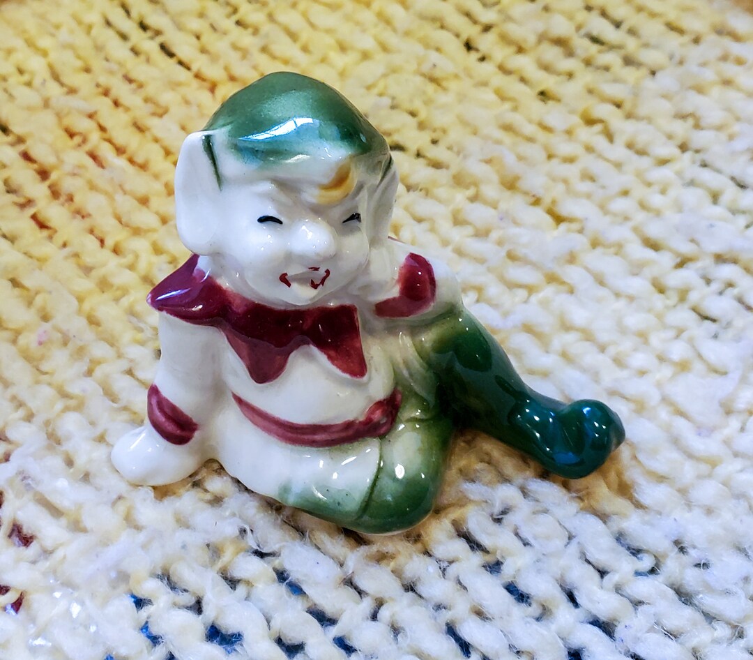 Vintage Sitting Elf Porcelain Figurine - Etsy