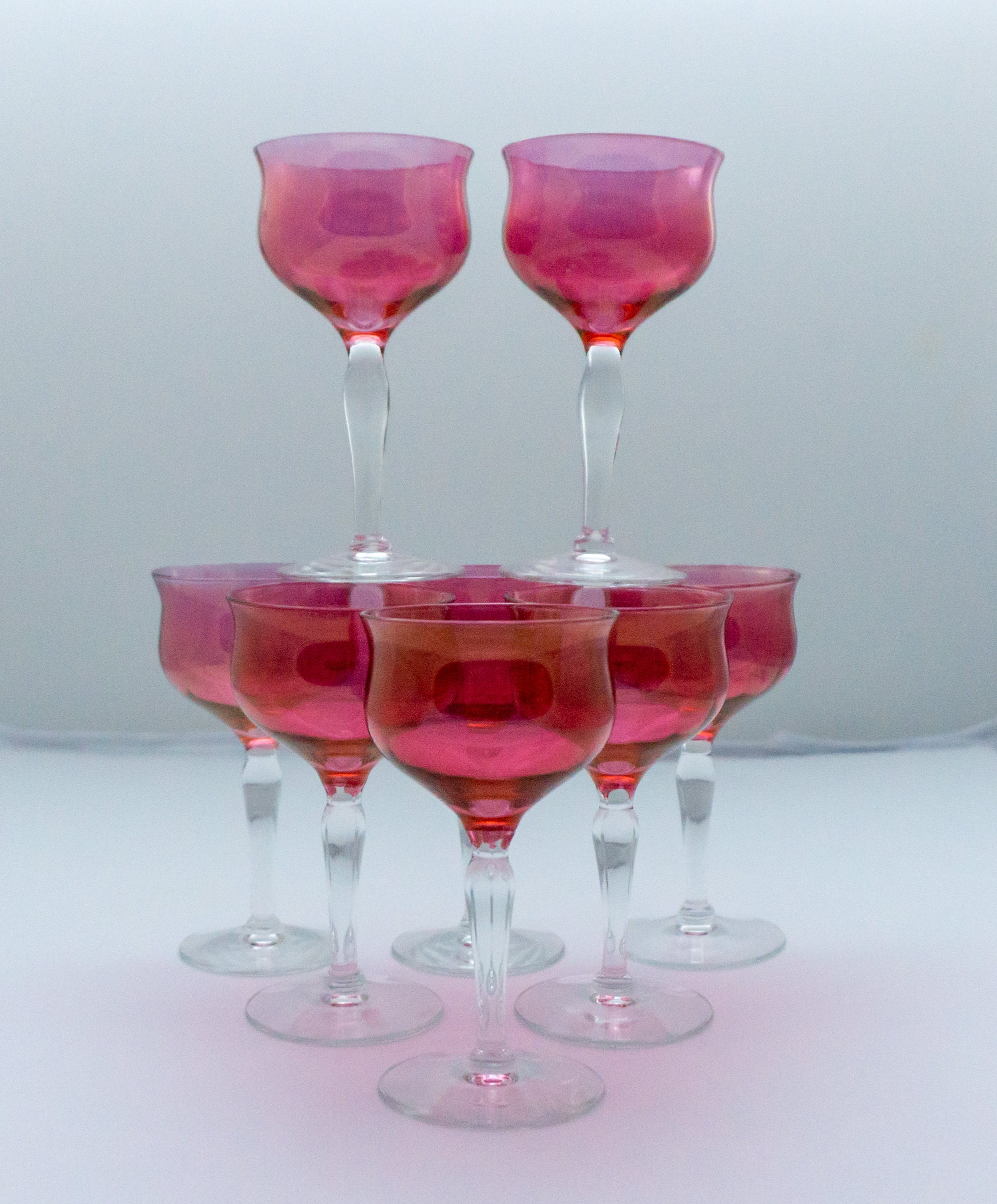 Rose Lustre by West Virginia Glass Specialty Optic Stemware Eight ...