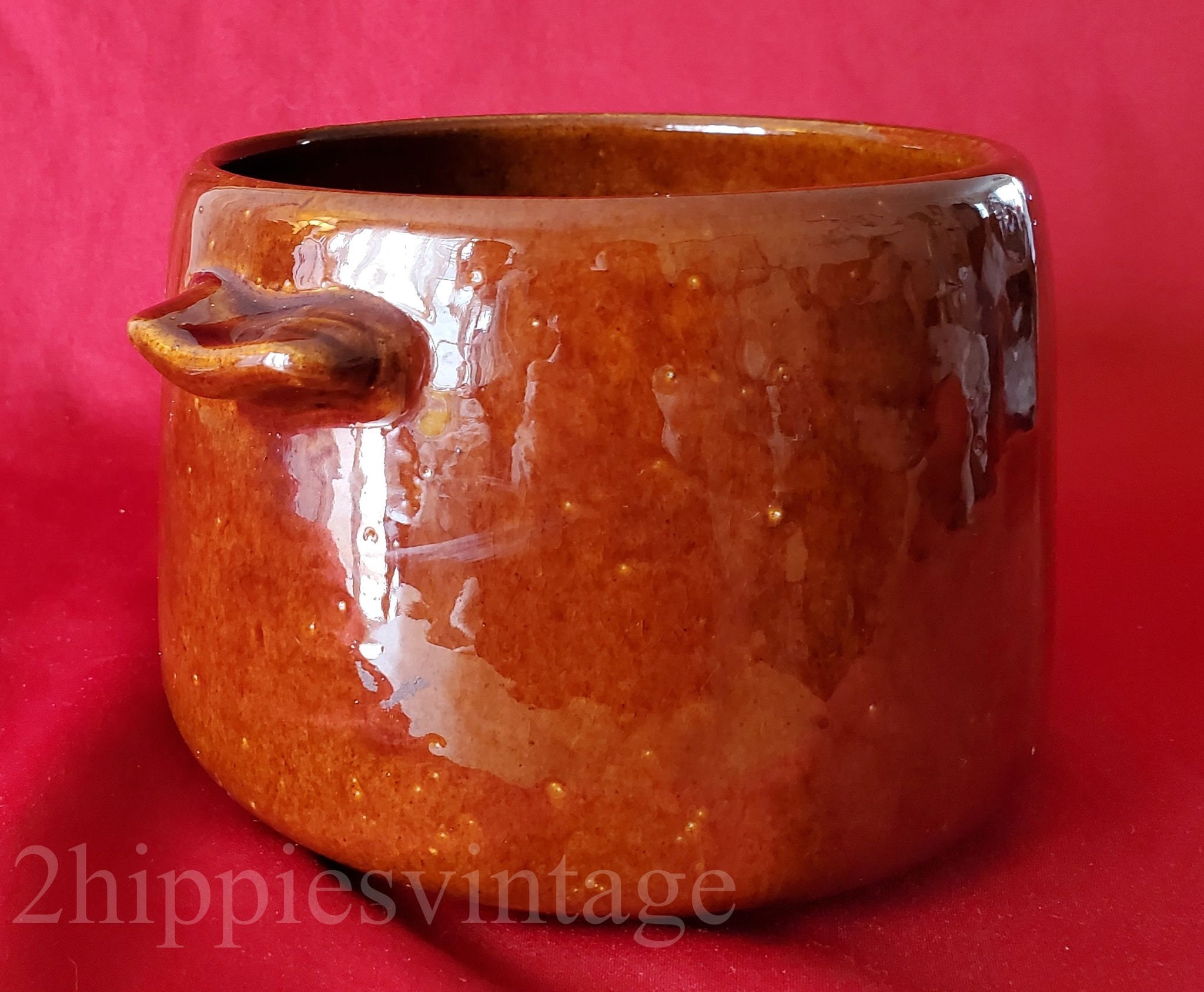 Large Vintage Stoneware Brown Crock Bean Pot No Lid Stamped West Bend