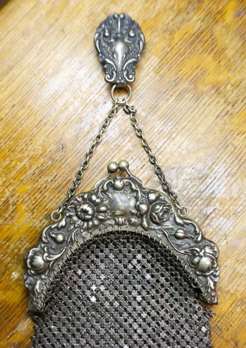 Antique German Silver Chatelaine Mesh Purse with Belt Sash | Etsy