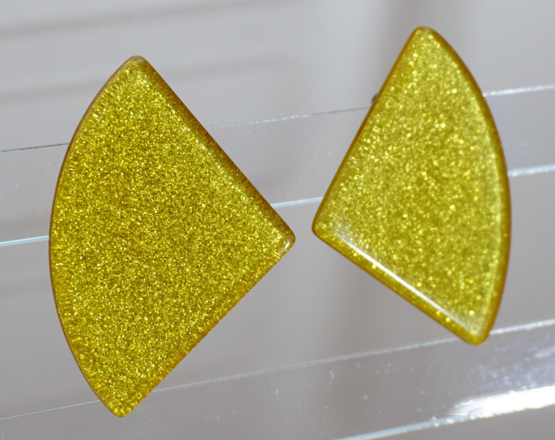 Vintage MCM Mid Century Modern Groovy Sparkly Glitter Lemon Yellow ...