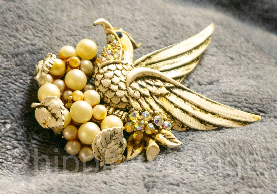 VINTAGE Marcel Boucher Unsigned White Bird of Paradise on a Nest Branch ...