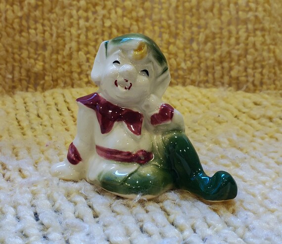 Vintage Sitting Elf Porcelain Figurine | Etsy