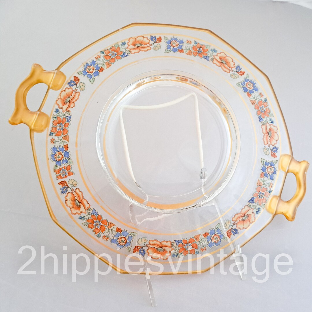 1920s Handled Cake Plate Decal No. 1 Clear by IMPERIAL GLASS-OHIO - Etsy