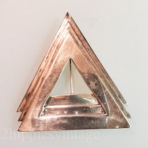 Vintage Triple Triangle Sterling Silver Modernist Brooch Pin Signed J ...