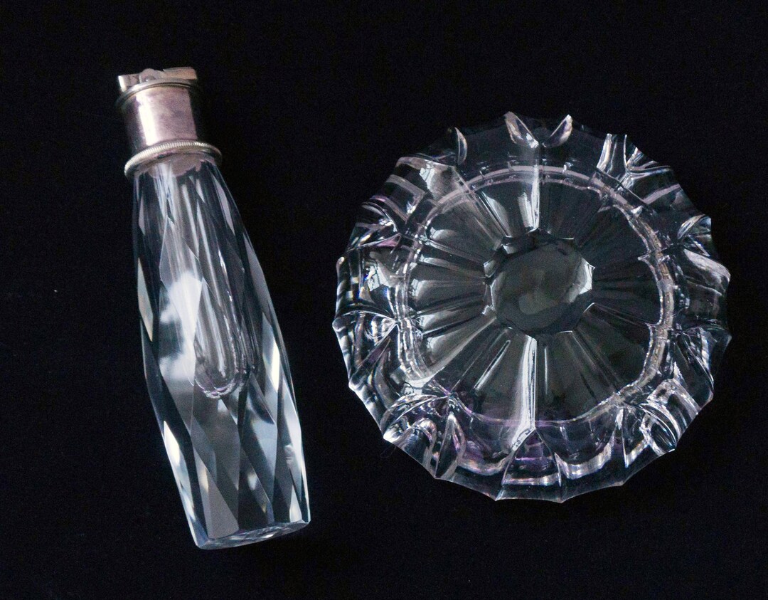 Tall Formal Heavy Vintage Lead Crystal Taple Top Lighter and Two ...