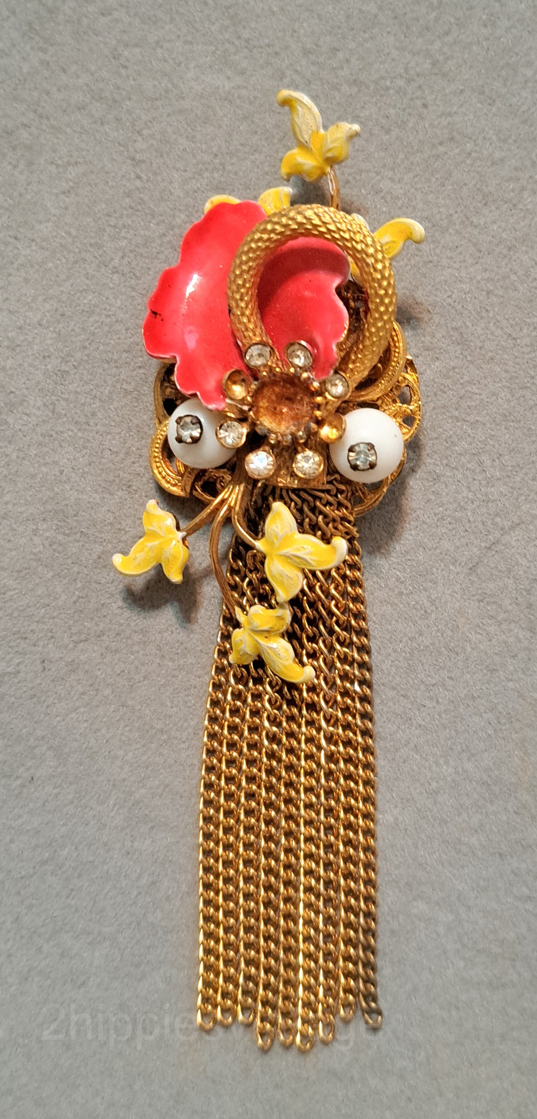 Vintage Hattie Carnegie Red Cala Lily Brooch / NEEDS LOVE Parts Arts ...