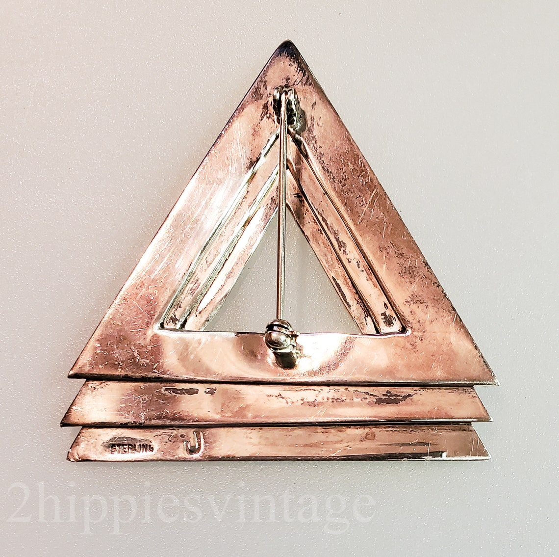 Vintage Triple Triangle Sterling Silver Modernist Brooch Pin - Etsy