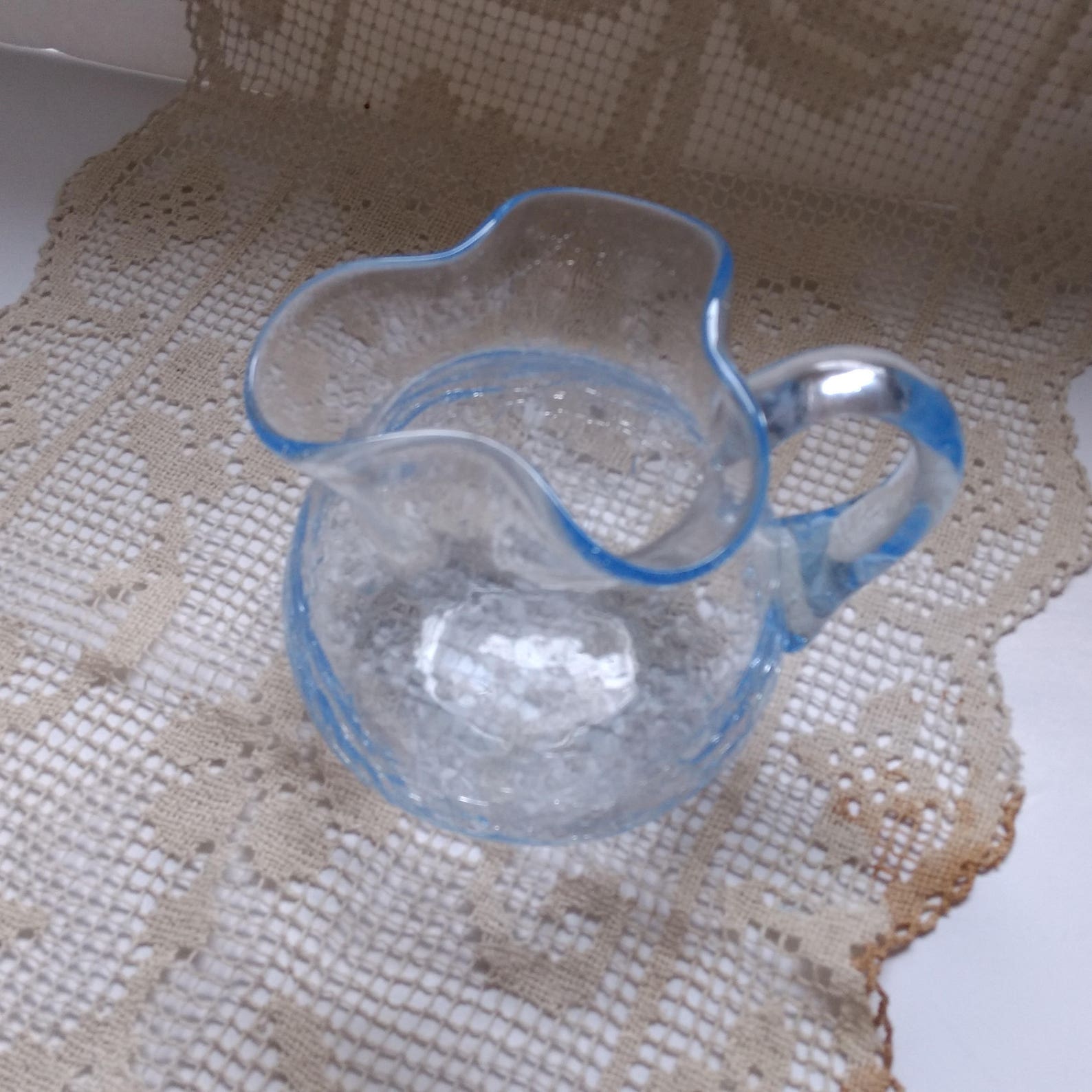 Vintage Baby Blue Crackle Craquelle Ice Glass Fluted Scalloped - Etsy