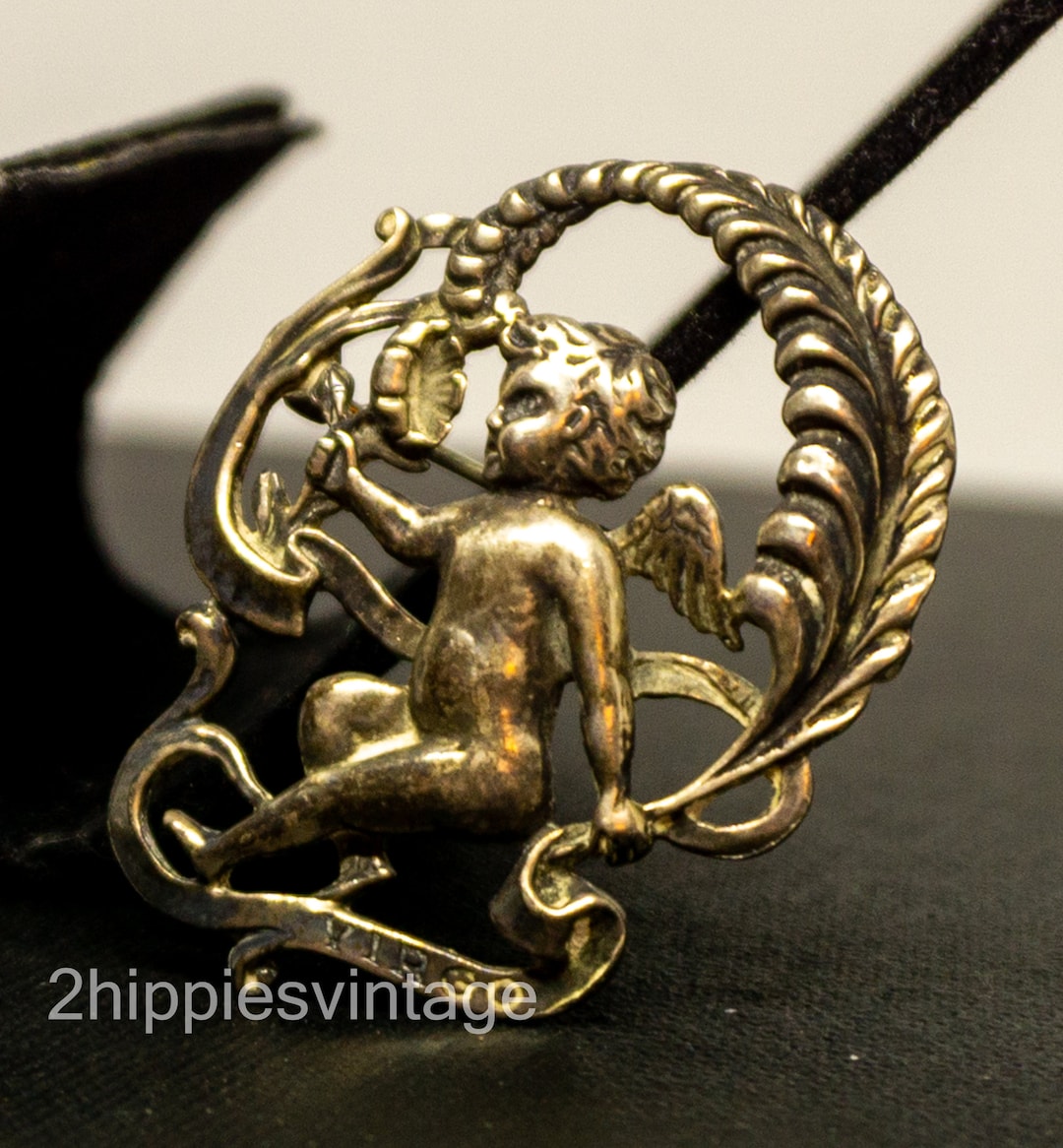 Vintage Signed Cini Sterling Silver Virgo Angel With Harp Brooch Pin ...