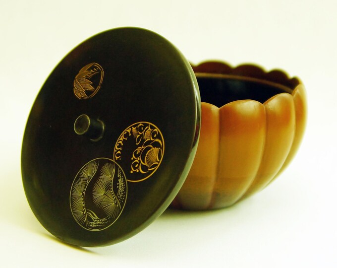 Vintage Brown and Black Bakelite Powder Jar Trinket Box - Etsy