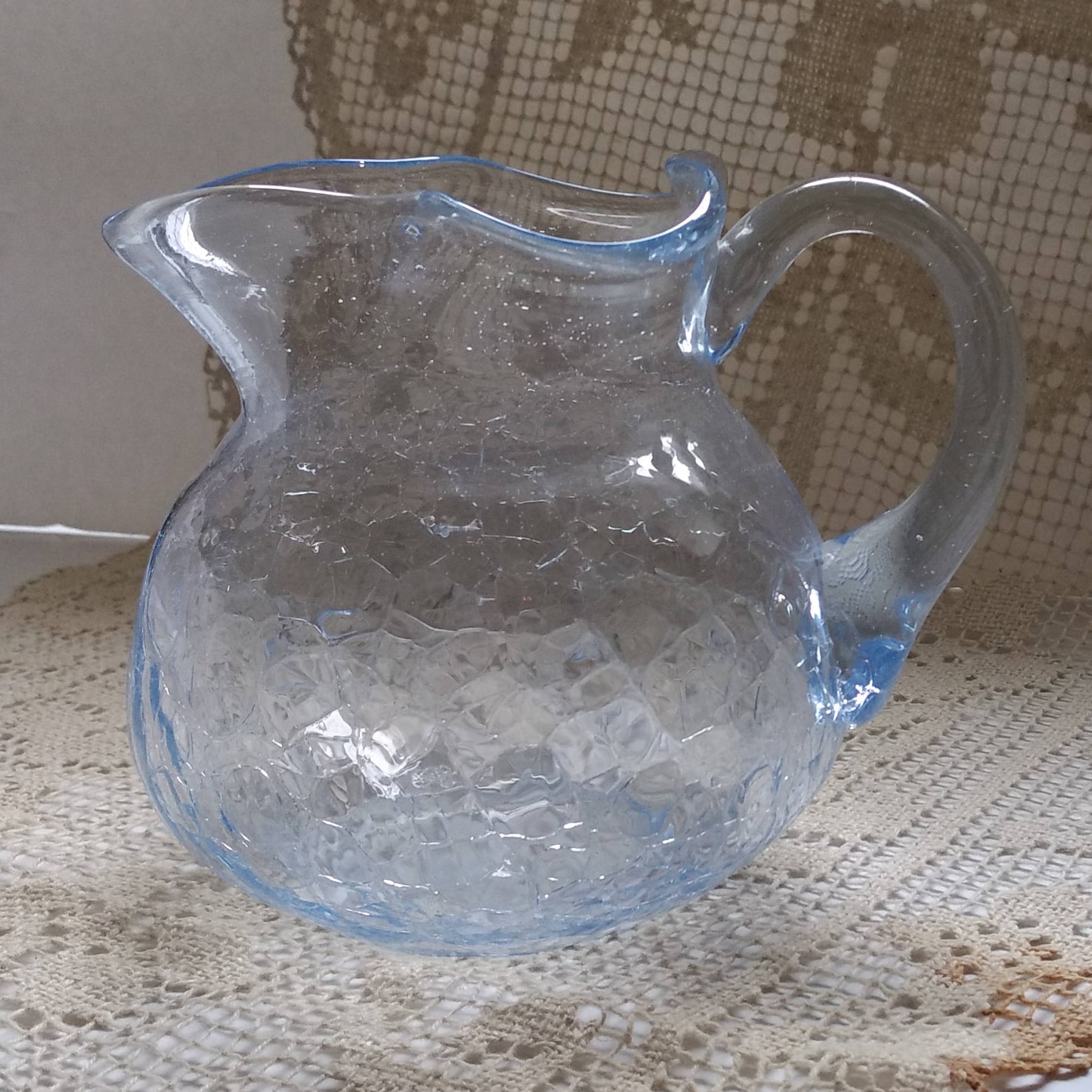 Vintage Baby Blue Crackle Craquelle Ice Glass Fluted Scalloped - Etsy