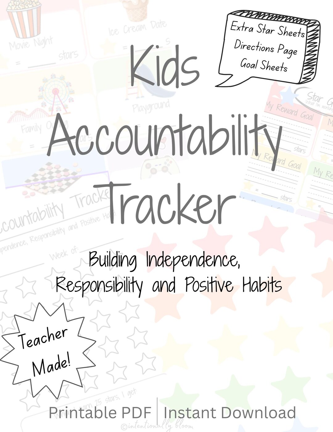 Kids Accountability Tracker- Star Reward Chart for Positive Habits ...
