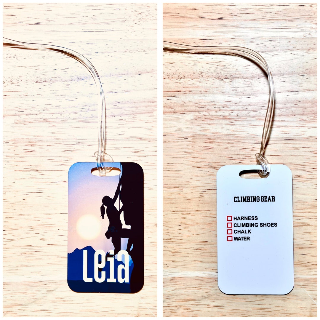 Custom Climber Bag Tag With Equipment Checklist. Personalized Luggage ...