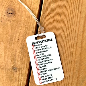 Custom Hockey Bag Tag. Hockey Bag Checklist. Personalized Luggage Tag ...