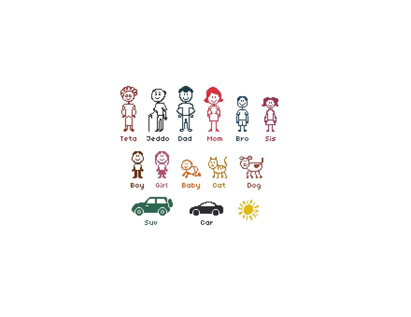Family Cross Stitch Pattern, to Be Customized Cross Stitch Pattern for ...