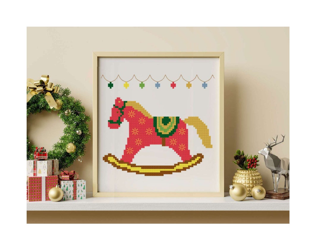 Rocking Horse Christmas Cross Stitch Pattern - Festive Holiday DIY ...