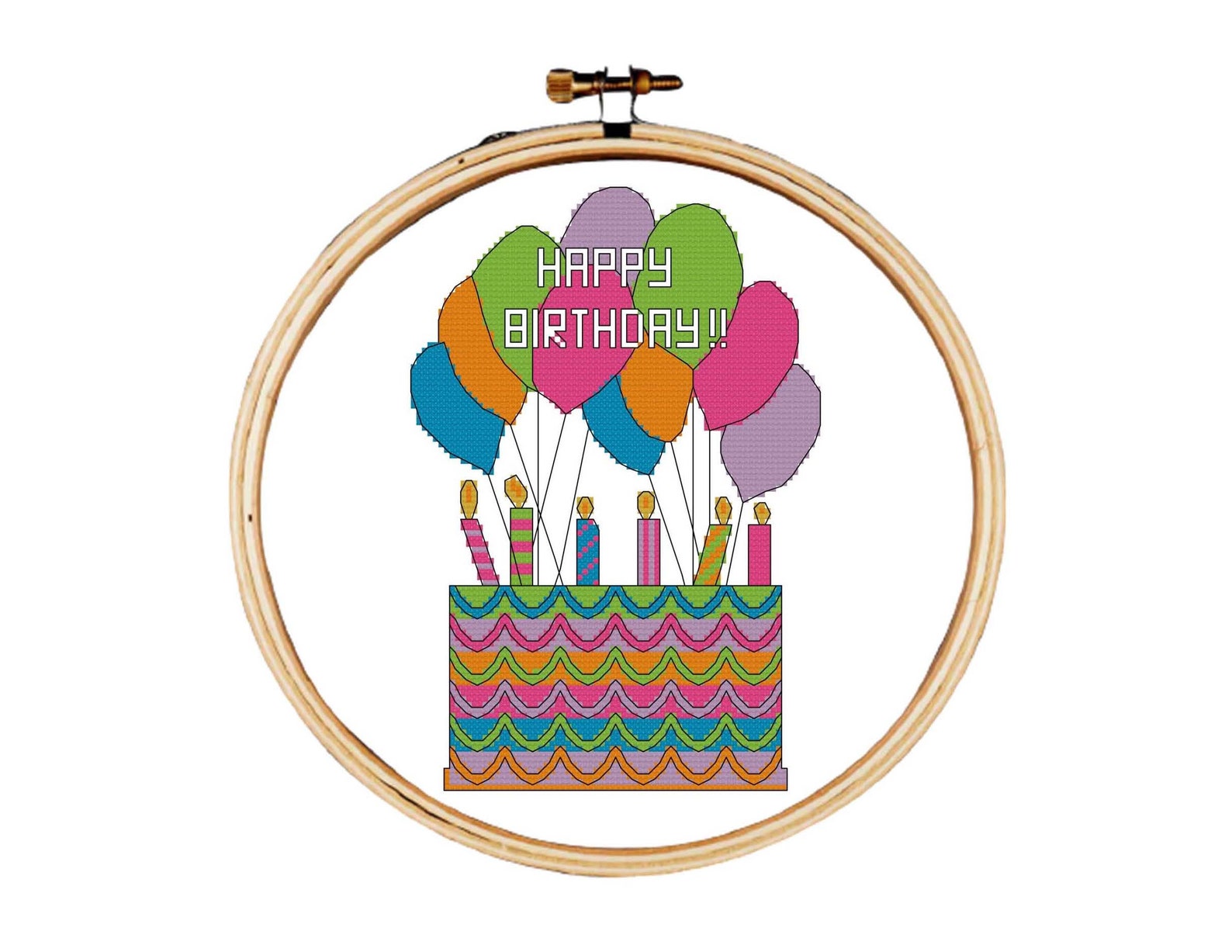 Birthday Cake cross stitch pattern Happy Birthday cross | Etsy