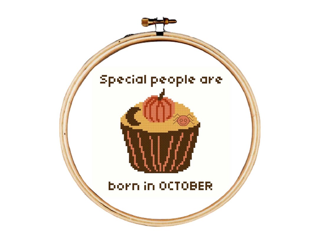 Birthday Cross Stitch Pattern, Born in October Cross Stitch Pattern ...