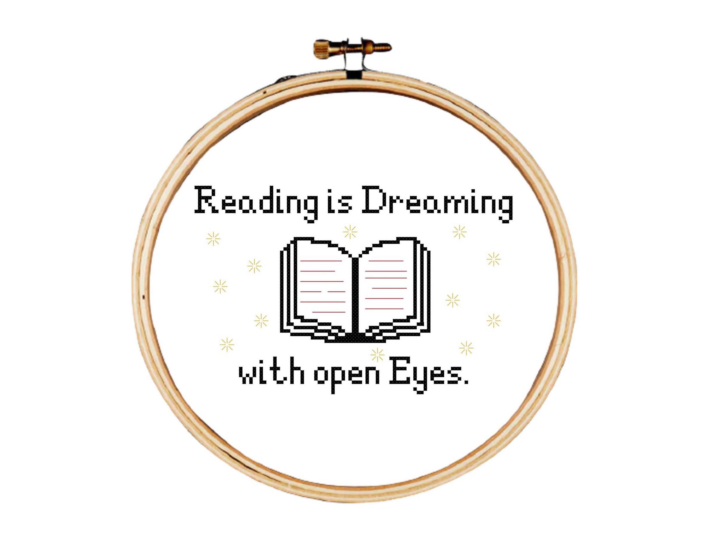 Reading Cross Stitch Pattern Reading is Dreaming With Open | Etsy