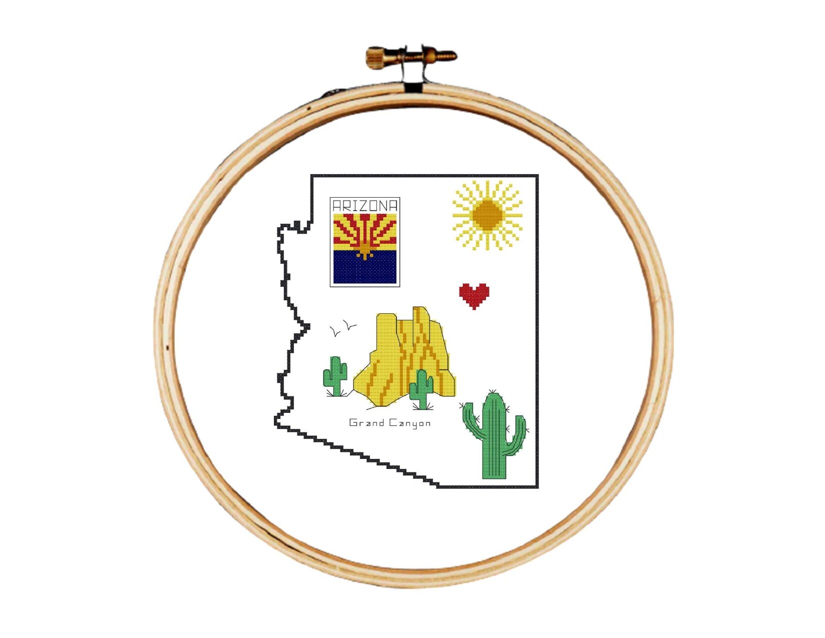 Arizona Cross Stitch Pattern, Arizona Map Cross Stitch Pattern, USA ...