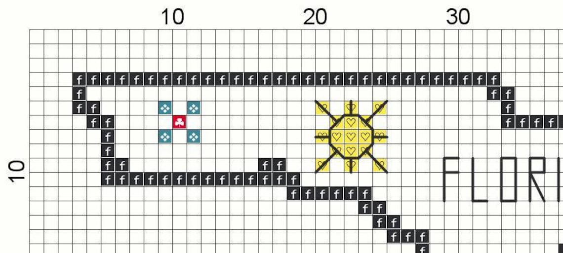 Florida Cross Stitch Pattern Florida Map Cross Stitch - Etsy