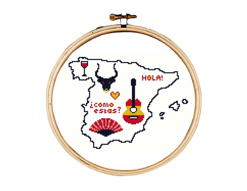 Spain Map Cross Stitch Pattern, Spain Cross Stitch Pattern - Etsy