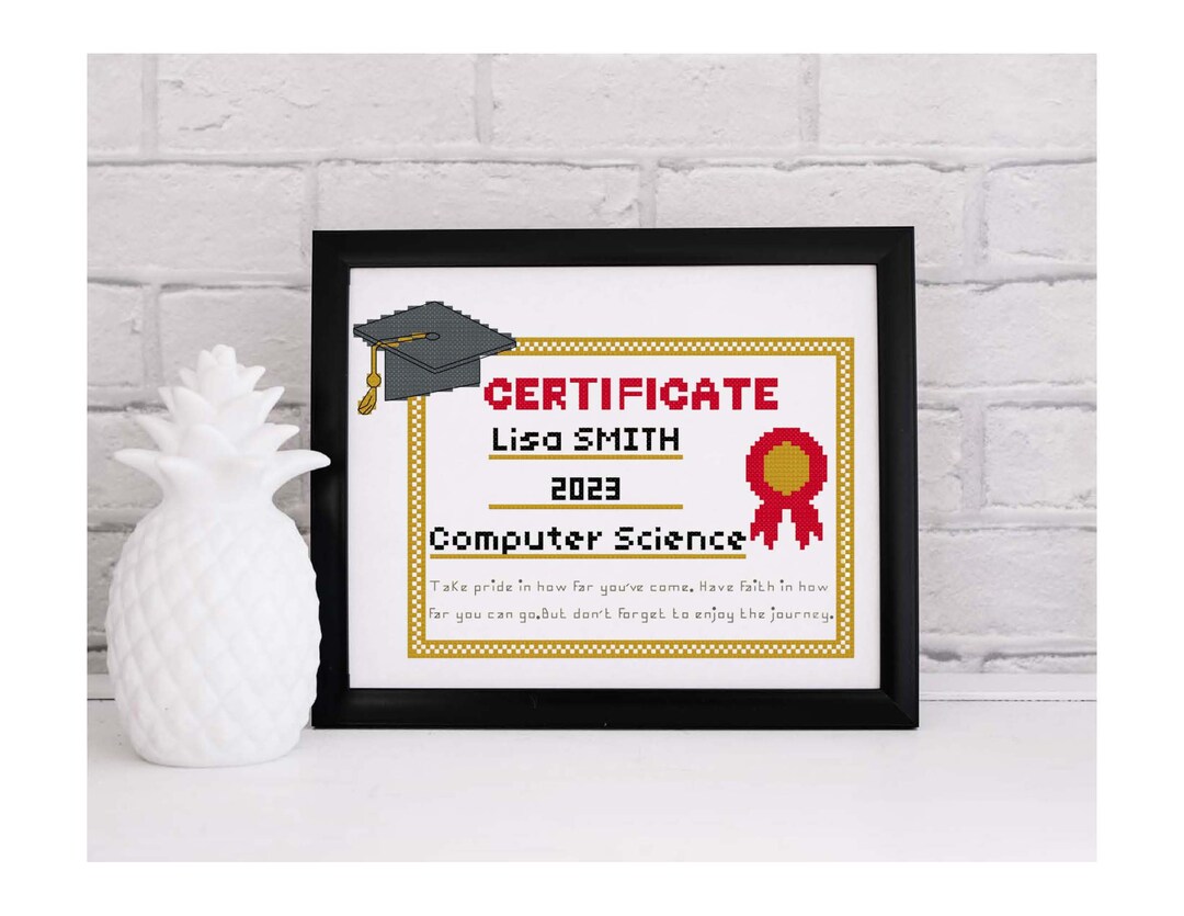 Graduation Cross Stitch Pattern, Graduation Certificate Cross Stitch ...