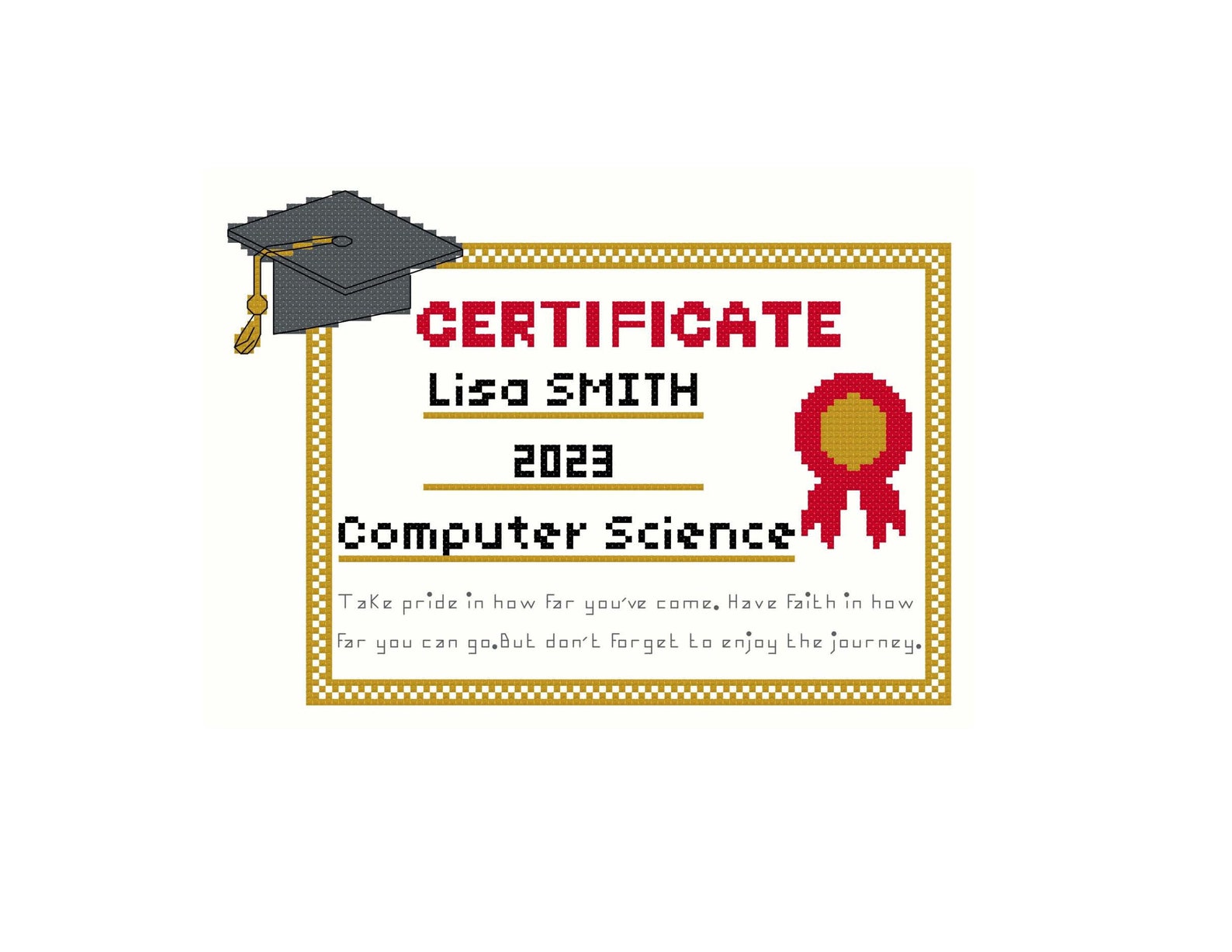 Graduation Cross Stitch Pattern, Graduation Certificate Cross Stitch ...