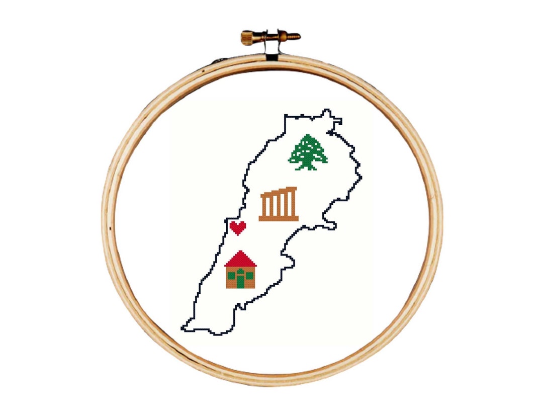 Lebanon Map Cross Stitch Pattern, Lebanese Map Cross Stitch Pattern - Etsy