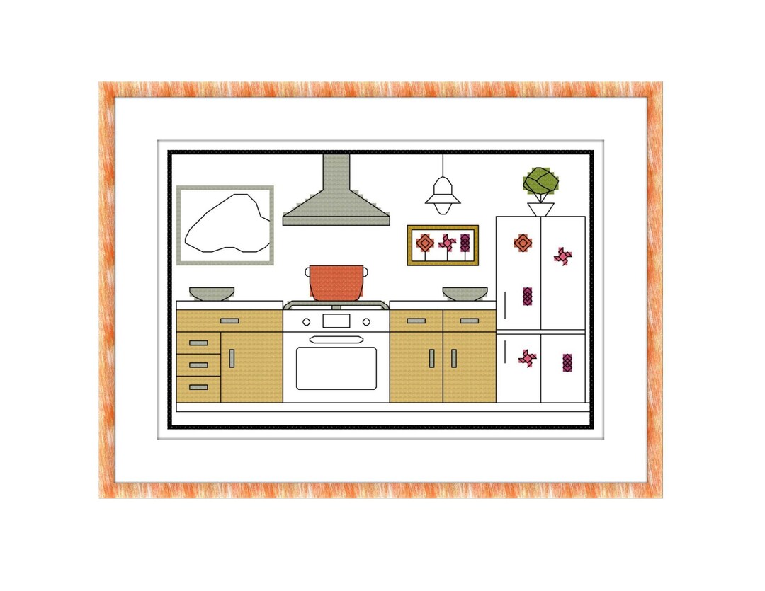 Kitchen Cross Stitch Pattern, Home Furniture Cross Stitch Pattern, Home ...