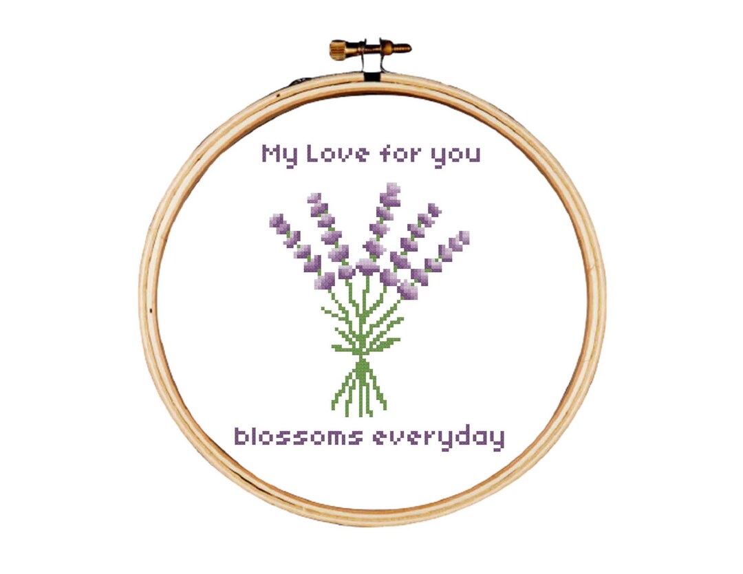 Lavender Cross Stitch Pattern, Valentine Cross Stitch Pattern, Love ...