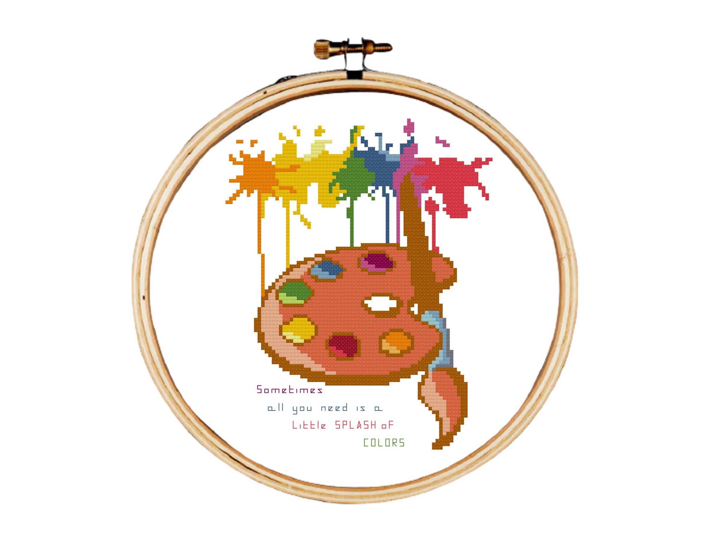 Painting Palette Cross Stitch Pattern, Paint Cross Stitch Pattern ...