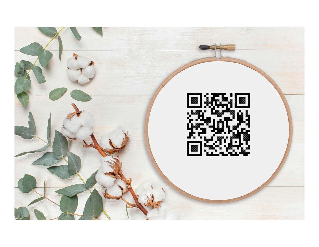 QR Code Cross Stitch Pattern Customized Text or Customized - Etsy