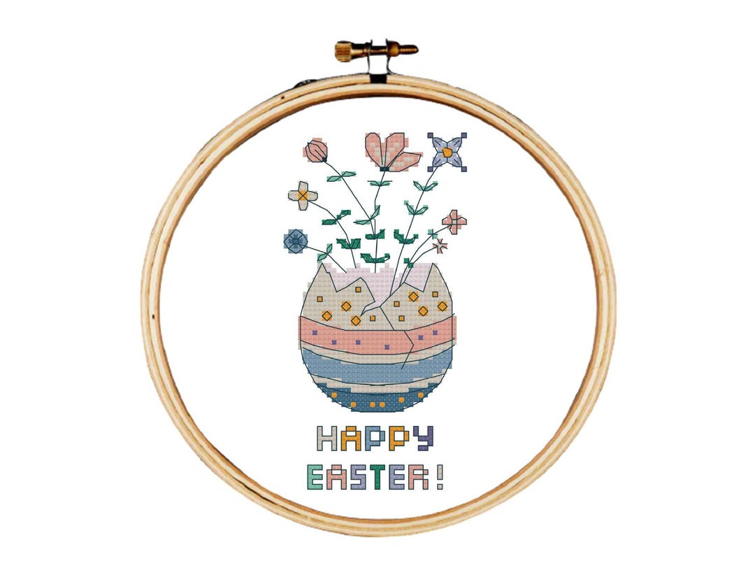 Easter Cross Stitch Pattern, Easter Flowers Cross Stitch Pattern, Easter Egg Cross Stitch - Etsy